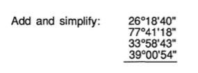 Solved \begin{tabular}{ll} Add and simplify: & 26∘18′40′′ | Chegg.com