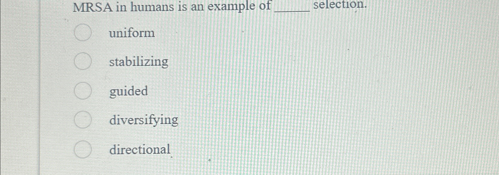 Solved MRSA in humans is an example of | Chegg.com