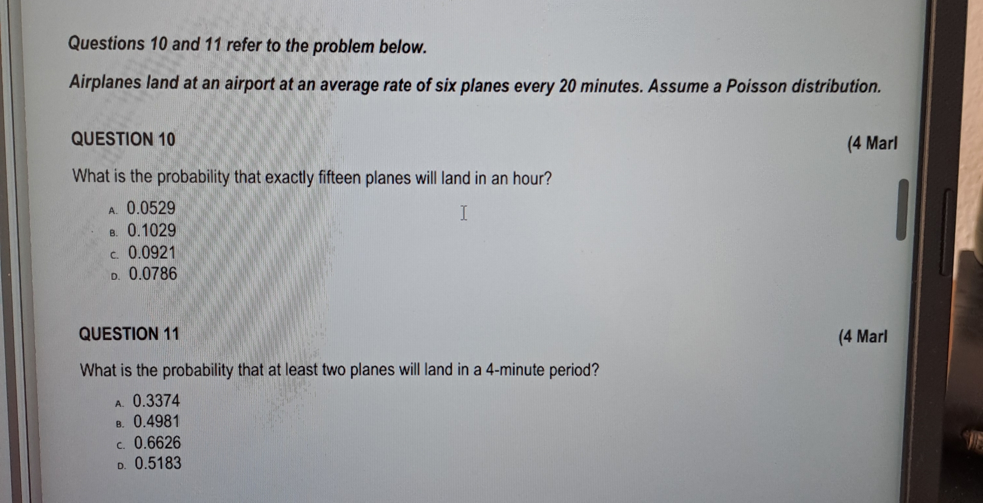 Solved Questions 10 ﻿and 11 ﻿refer to the problem | Chegg.com