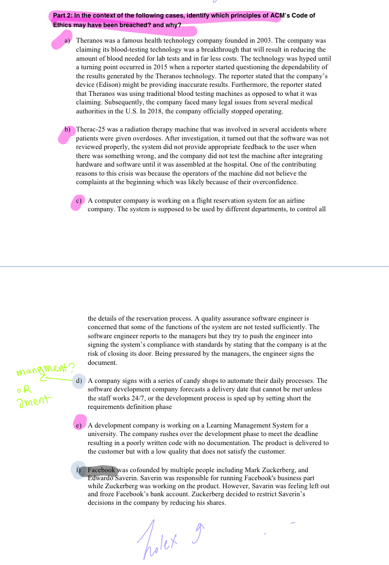 Solved Part 2: In the context of the following cases, | Chegg.com