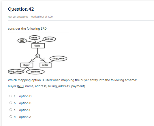 Solved consider the following ERDWhich mapping option is | Chegg.com