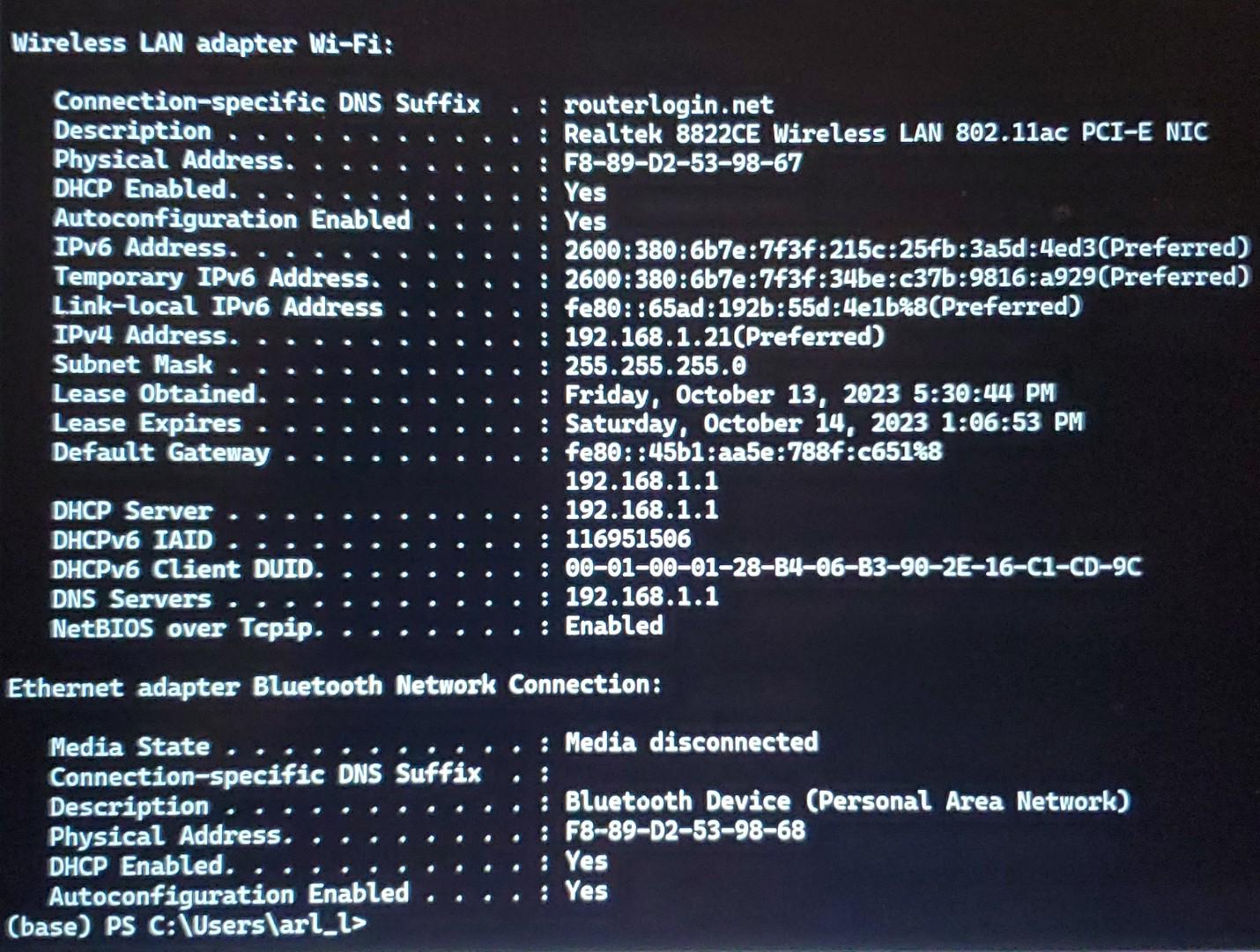 Solved 1. Open up a command shell and run ipconfig /all. 2. | Chegg.com