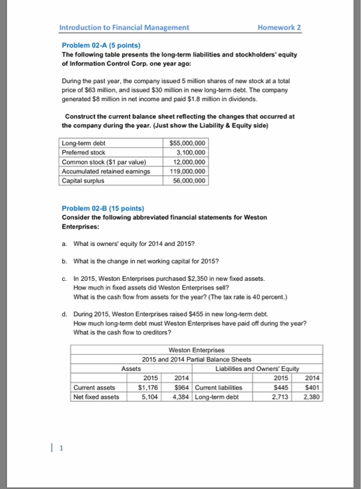 Solved Introduction to Financial Management Homework 2 | Chegg.com