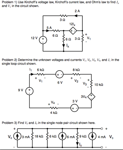 Solved Use Kirchoff's voltage law, Kirchoff's current law, | Chegg.com