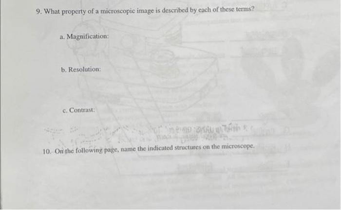 Solved 9. What property of a microscopic image is described | Chegg.com