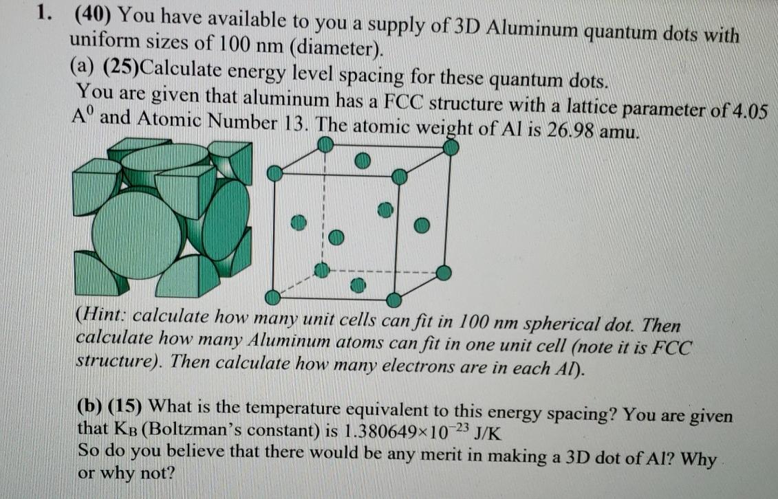 1. (40) You have available to you a supply of 3D | Chegg.com