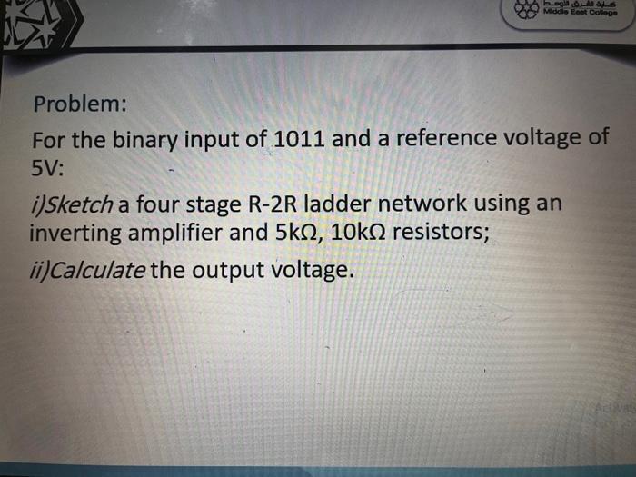 Solved Problem: For the binary input of 1011 and a reference | Chegg.com