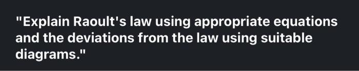 Solved "Explain Raoult's law using appropriate equations and | Chegg.com