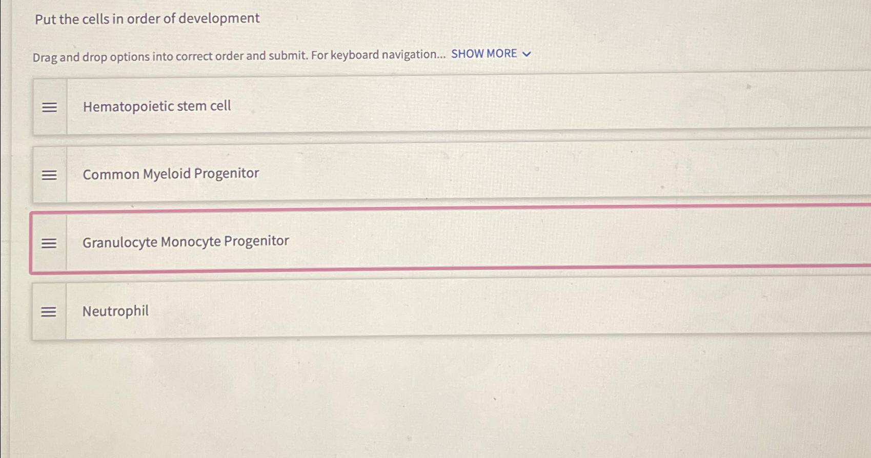 Solved Put the cells in order of developmentDrag and drop | Chegg.com
