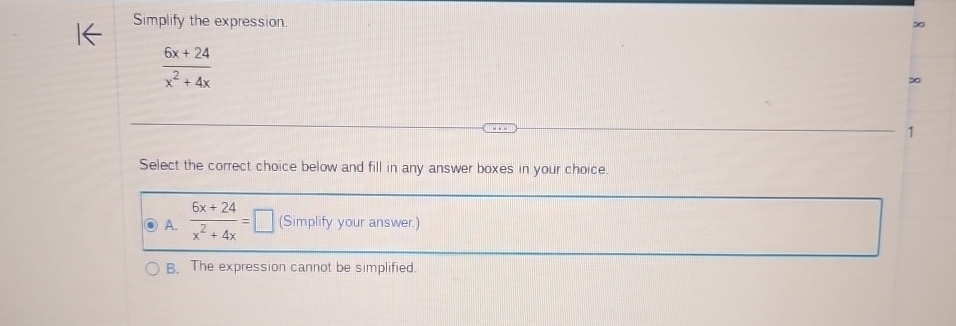 Solved Simplify the expression.6x+24x2+4xSelect the correct | Chegg.com