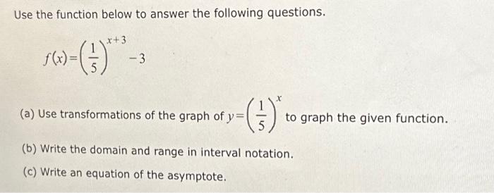 Solved Use the function below to answer the following | Chegg.com