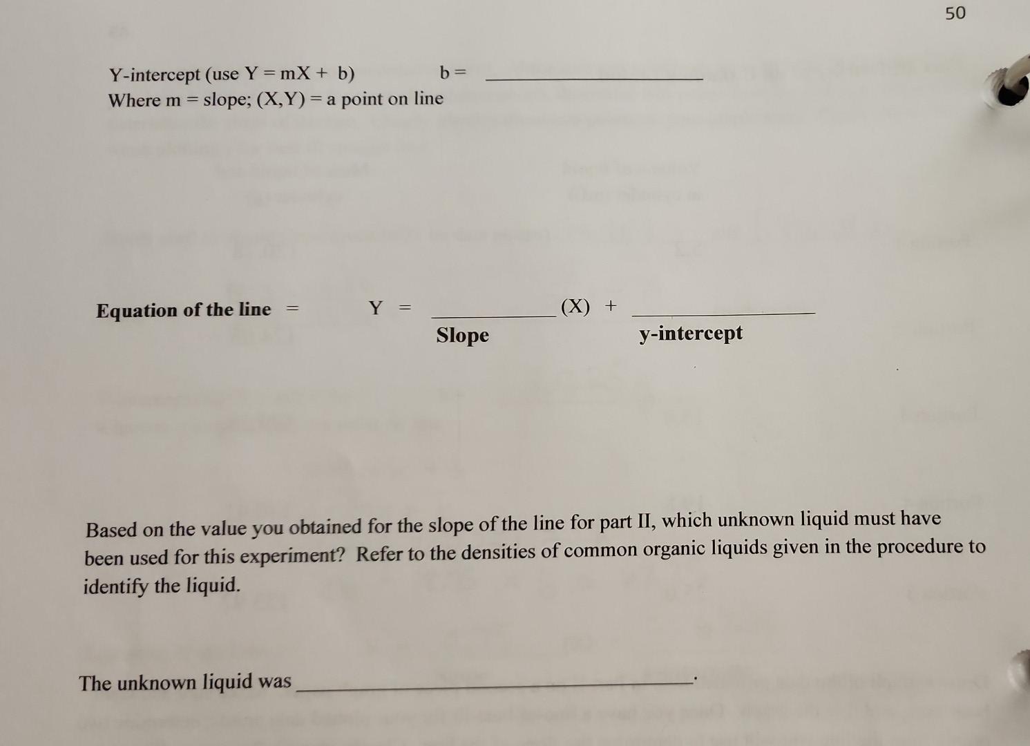 Solved Part II: Density of an Unknown Liquid Draw a graph of | Chegg.com