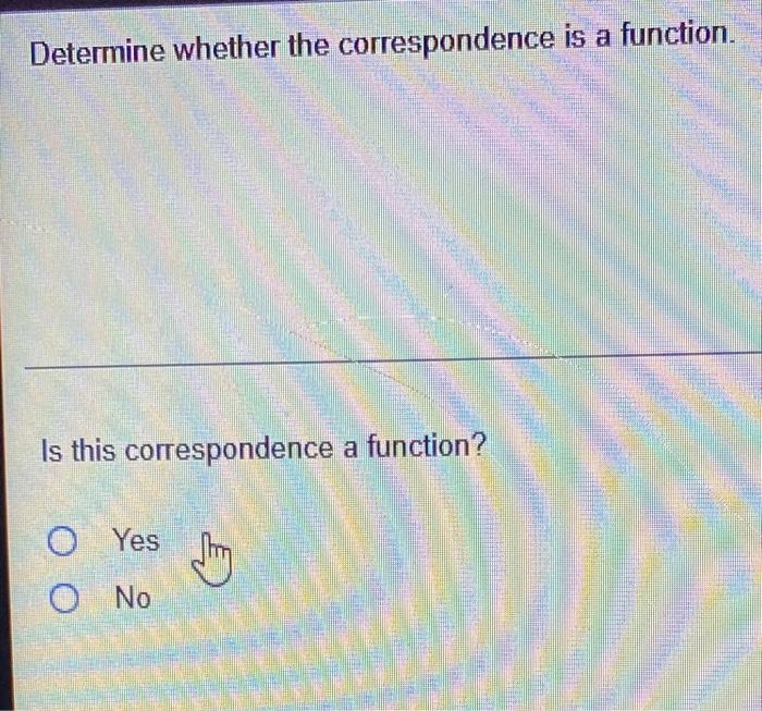 Solved Determine whether the correspondence is a function. | Chegg.com