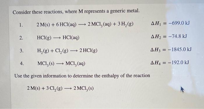 Solved Consider these reactions, where M represents a | Chegg.com