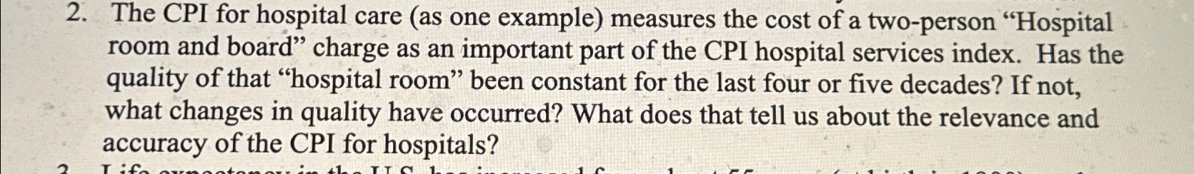 Solved The CPI for hospital care (as one example) ﻿measures | Chegg.com