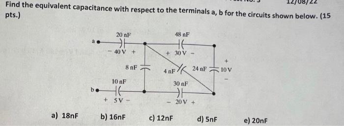 Solved Find the equivalent capacitance with respect to the | Chegg.com