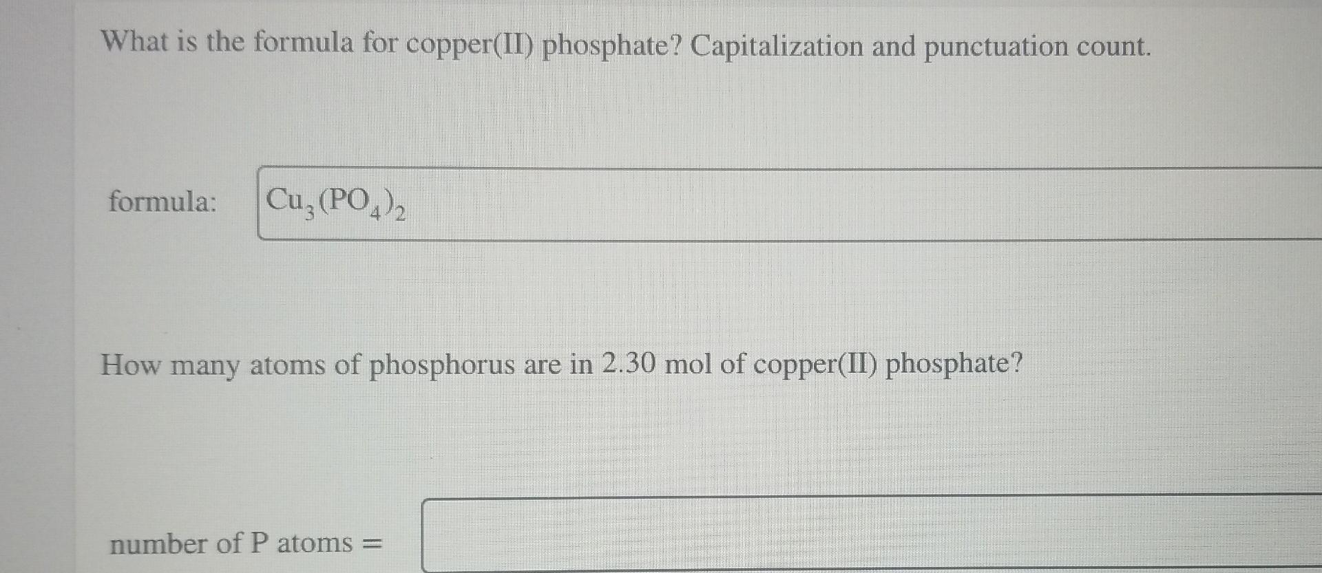 Solved What is the formula for copper(II) phosphate? | Chegg.com