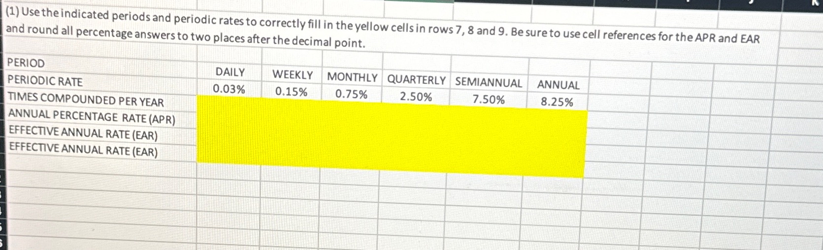 Solved (1) ﻿Use the indicated periods and periodic rates to | Chegg.com