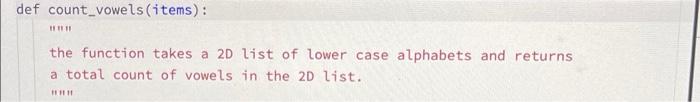 Solved Complete the function count_vowels() that takes one | Chegg.com