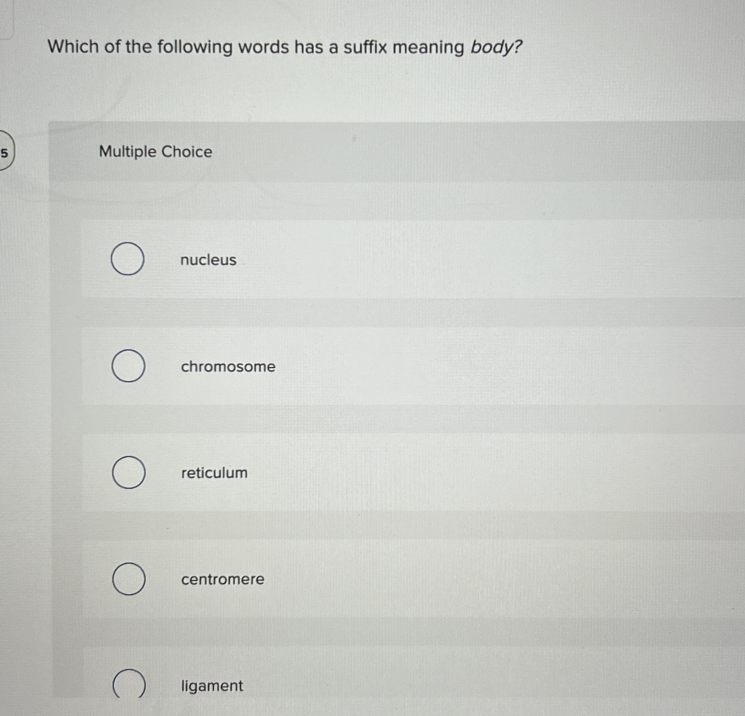 Solved Which of the following words has a suffix meaning | Chegg.com