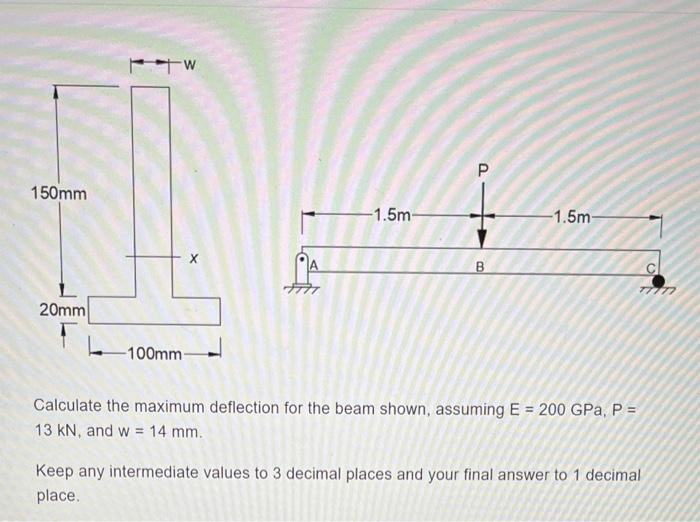 Solved Calculate the maximum deflection for the beam shown, | Chegg.com