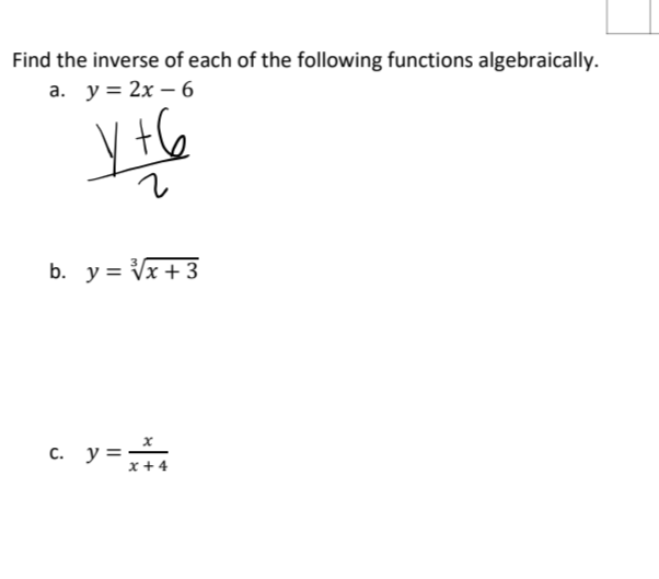Solved Find the inverse of each of the following functions | Chegg.com