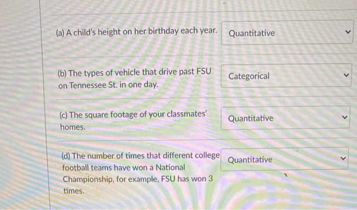 Solved For each variable described in the question above, | Chegg.com