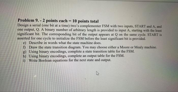 Solved Problem 9. −2 points each =10 points total Design a | Chegg.com