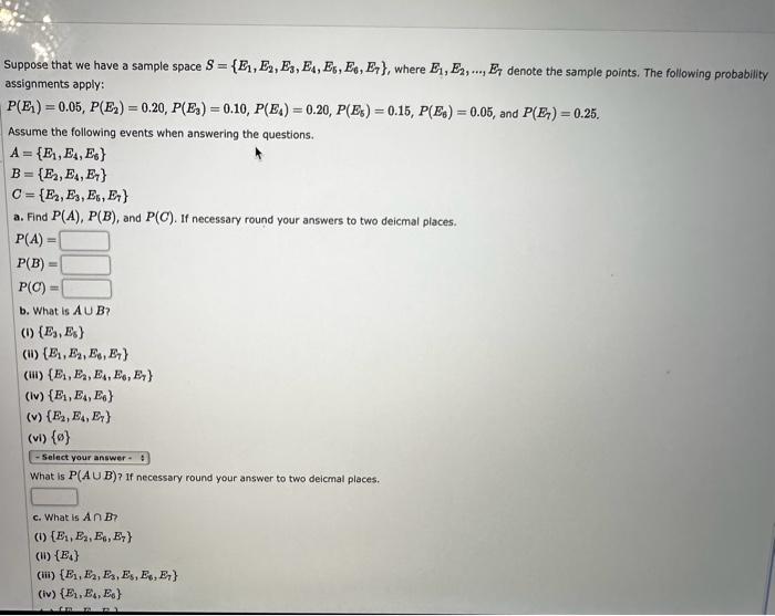 Solved Suppose that we have a sample space | Chegg.com