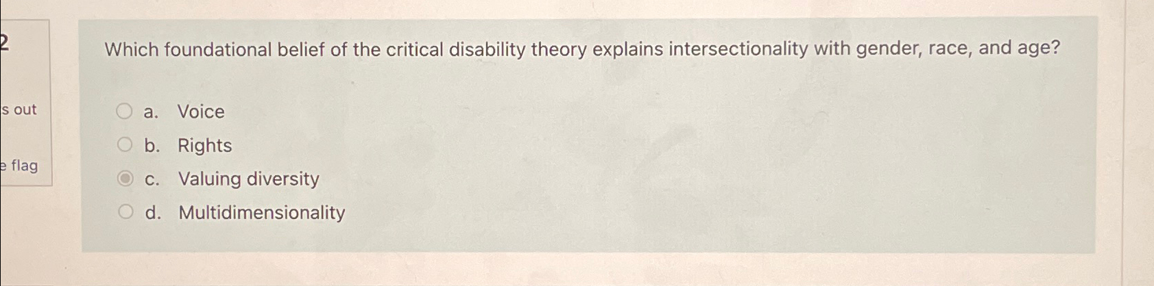 Solved Which foundational belief of the critical disability | Chegg.com