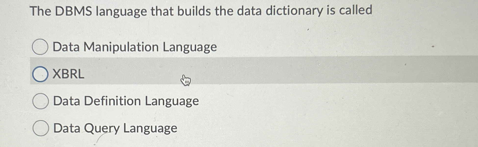Solved The DBMS language that builds the data dictionary is | Chegg.com