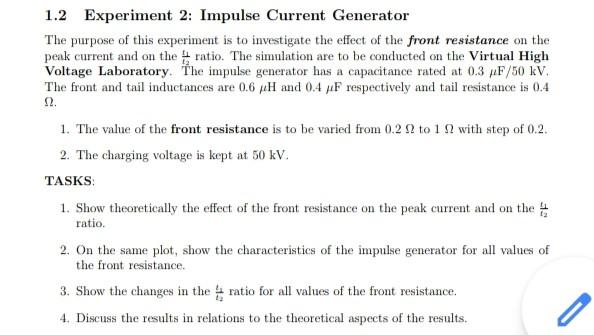 Solved 1.2 Experiment 2: Impulse Current Generator The | Chegg.com