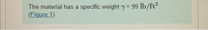 Solved The material has a specific weight γ=99lb/ft2 (Figure | Chegg.com