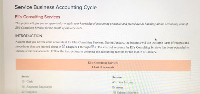 Solved Service Business Accounting Cycle El's Consulting | Chegg.com