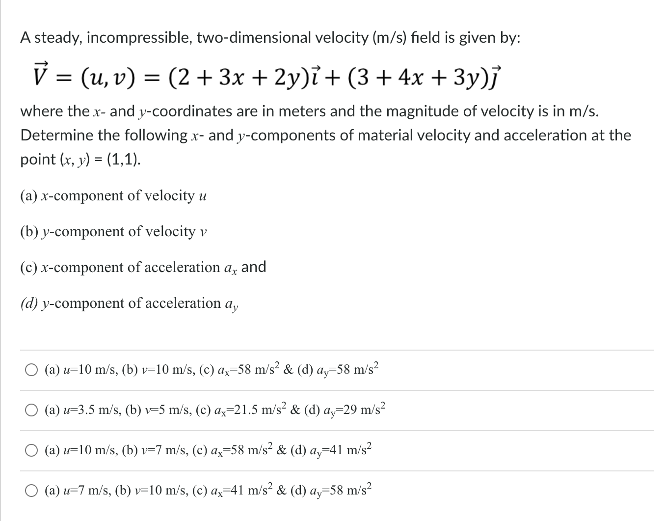 Solved A steady, incompressible, two-dimensional velocity | Chegg.com
