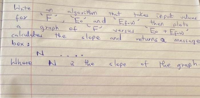 Solved Wrte an algorithm that takes input values for F, Eo, | Chegg.com