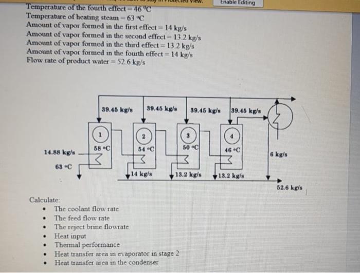 A four effect parallel feed MED system is shown in | Chegg.com