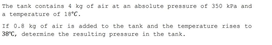 Solved The tank contains 4 kg of air at an absolute pressure | Chegg.com