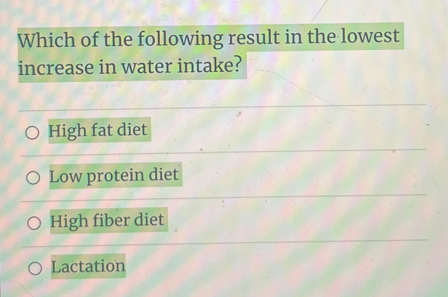 Solved Which of the following result in the lowest increase | Chegg.com