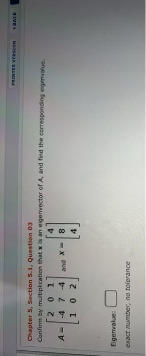 Solved PRINTER VERSION 4 BACK Chapter 5, Section 5.1, | Chegg.com