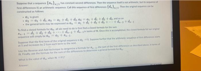 Solved 2 Suppose that a sequence {an} has constant second | Chegg.com