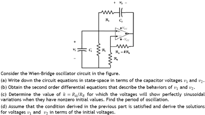 Consider the Wien-Bridge oscillator circuit in the | Chegg.com