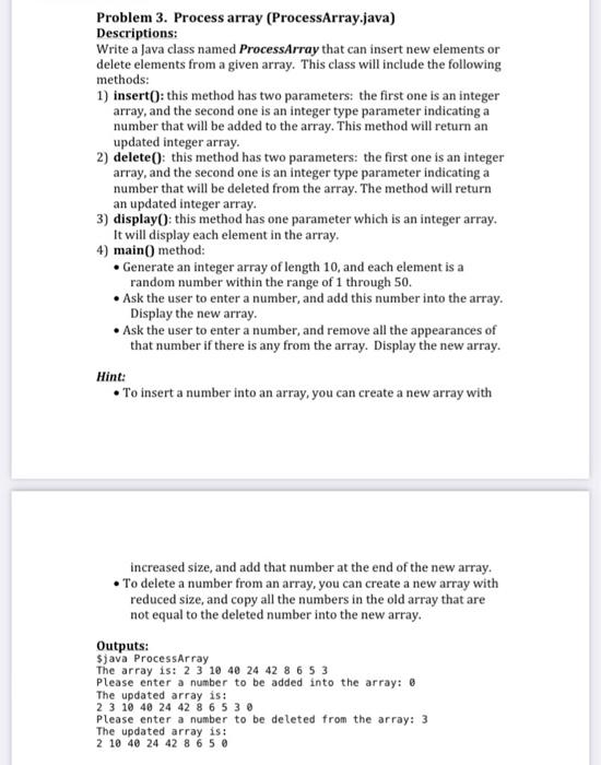Solved Problem 3. Process array (ProcessArray.java) | Chegg.com