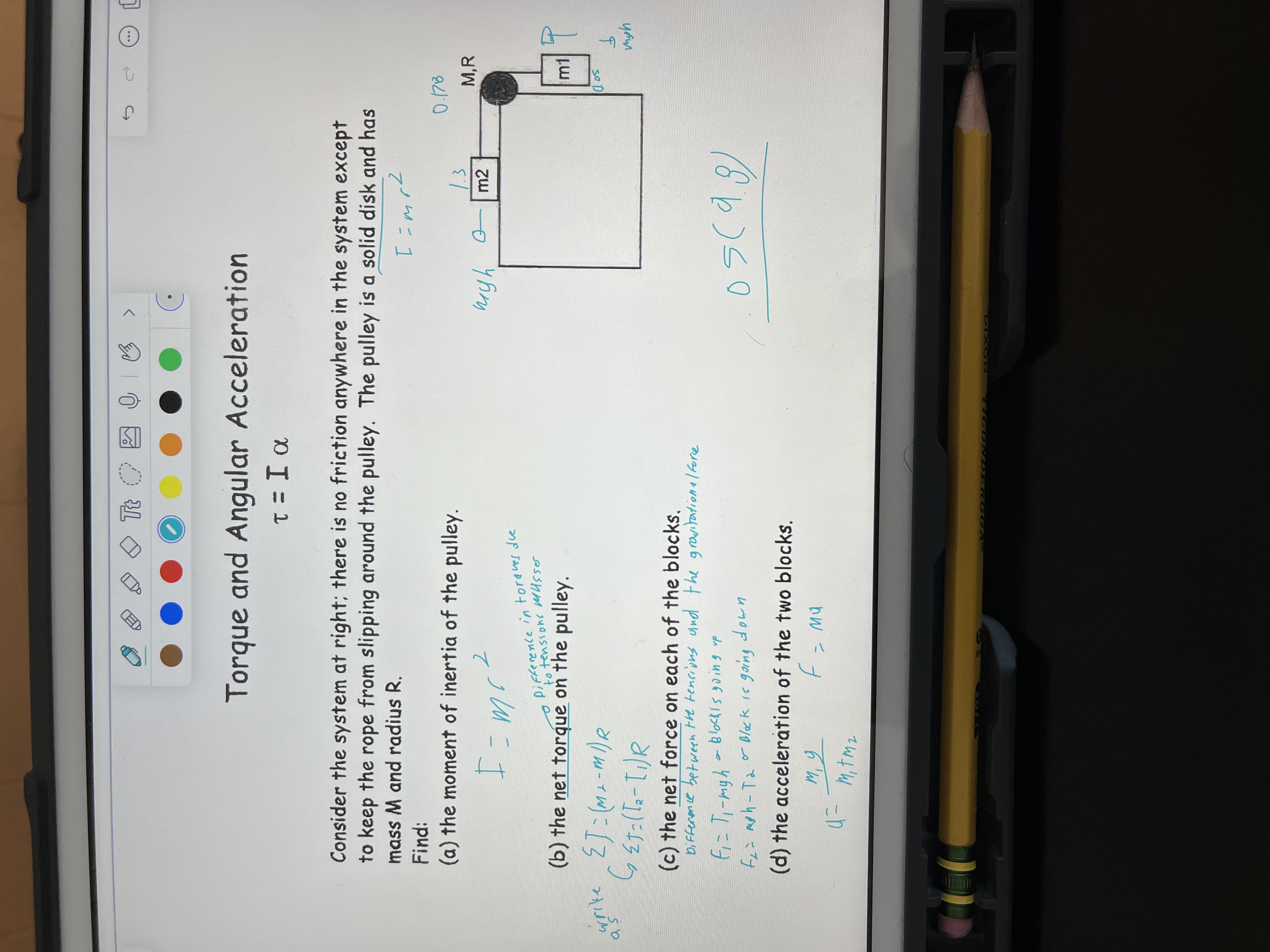 Solved Torque and Angular Acceleration \tau =I\alpha | Chegg.com