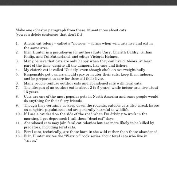 Solved 2. Make one cohesive paragraph from these 13 | Chegg.com