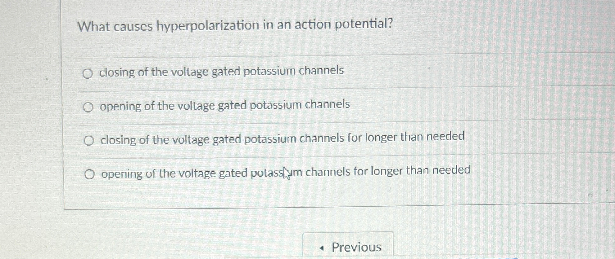 Solved What causes hyperpolarization in an action | Chegg.com