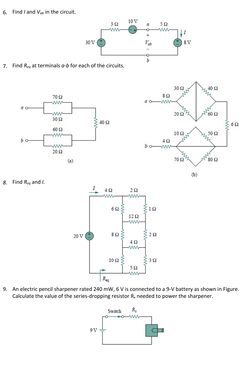 Solved Find I and Vab ﻿in the circuit.Find Req ﻿at terminals | Chegg.com