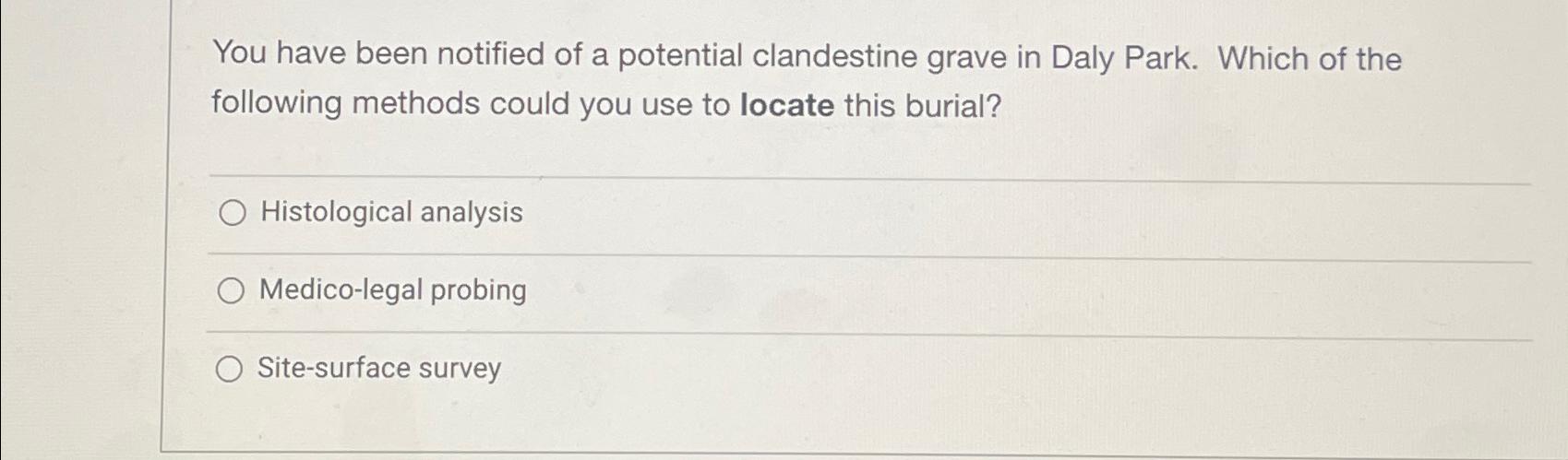 Solved You have been notified of a potential clandestine | Chegg.com