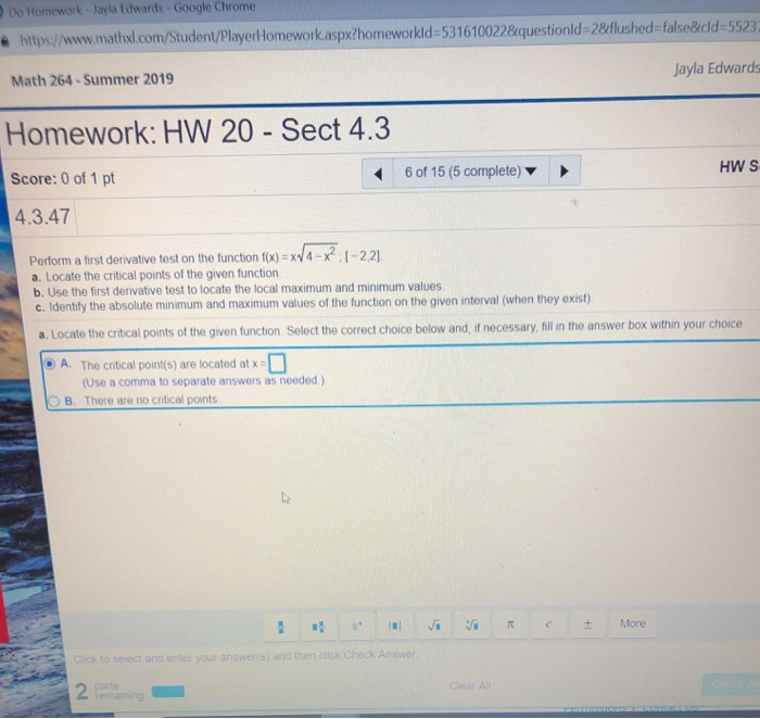 Solved Do Homework - Jayla Edwards - Google Chrome | Chegg.com