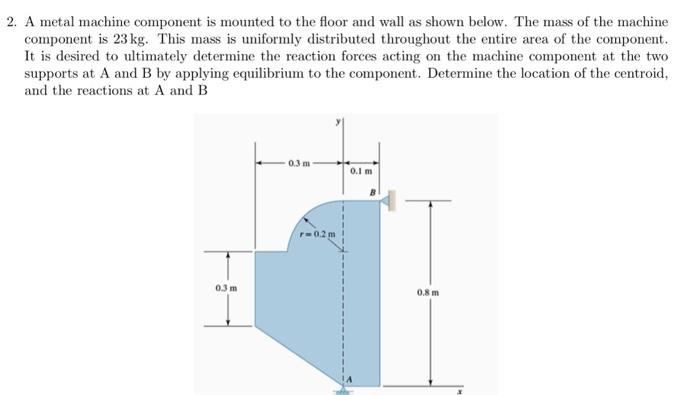 Solved 2. A metal machine component is mounted to the floor | Chegg.com